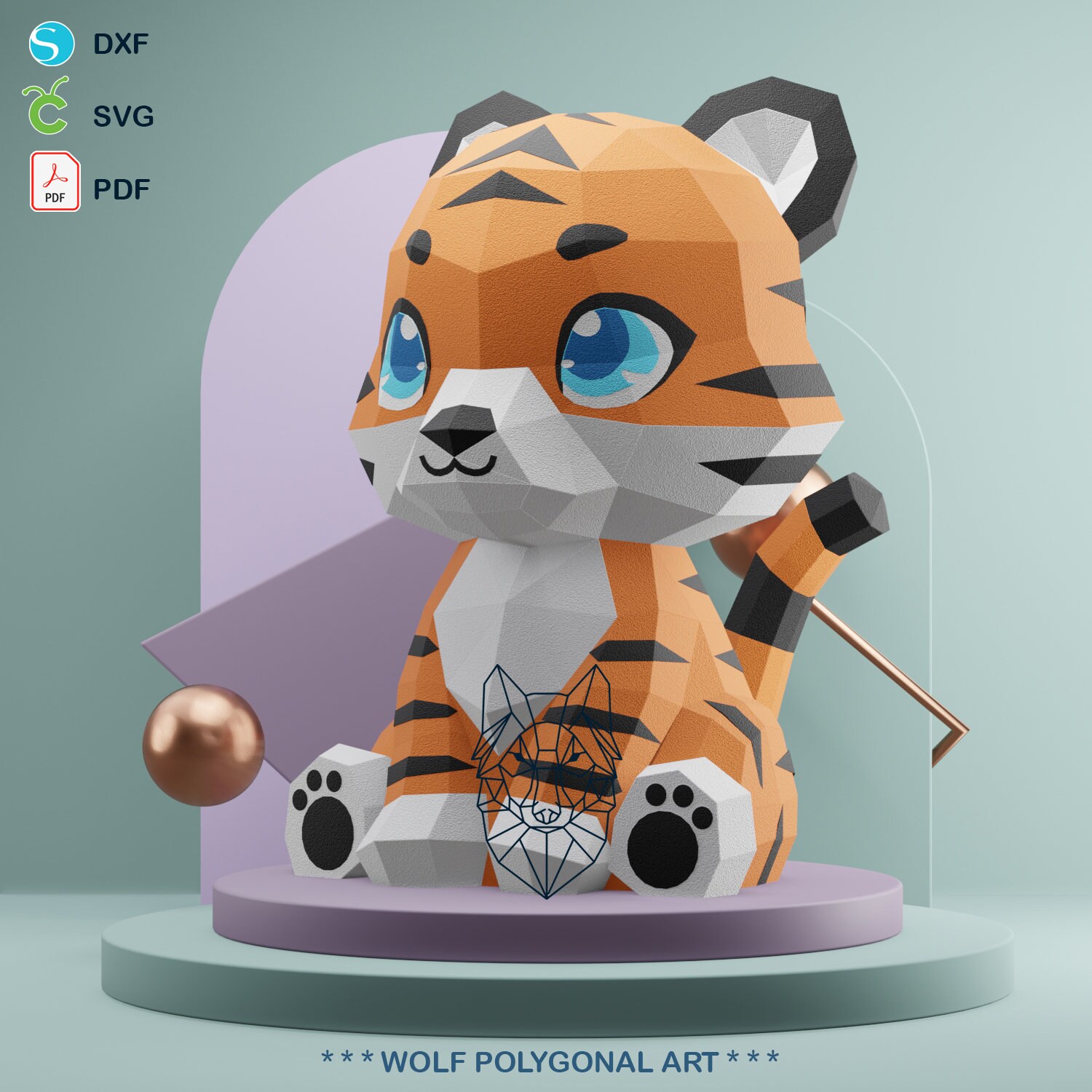 Baby Tiger Papercraft Template- Adorable Jungle Cub Craft Template - Etsy