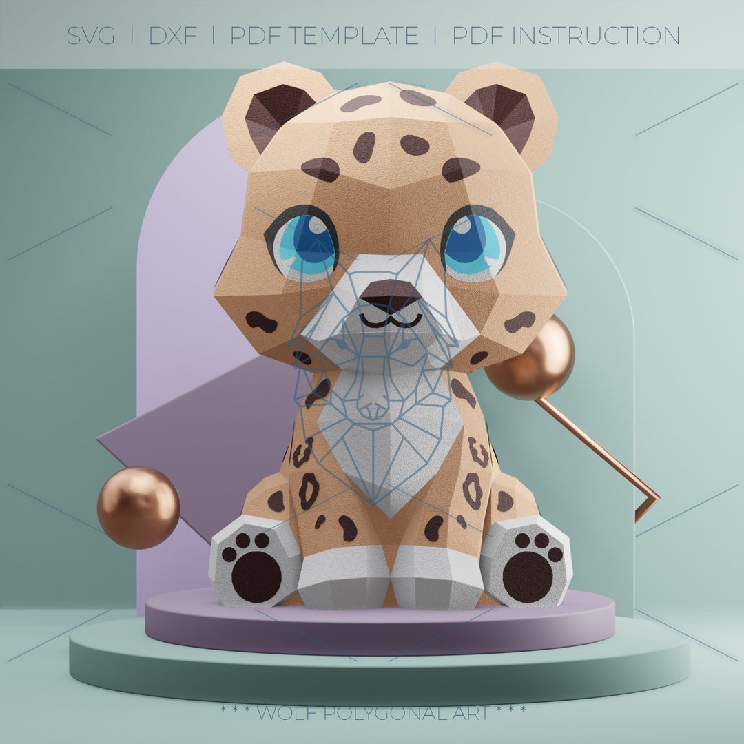 Baby Leopard Papercraft Template Adorable Jungle Cub Craft Template - Etsy