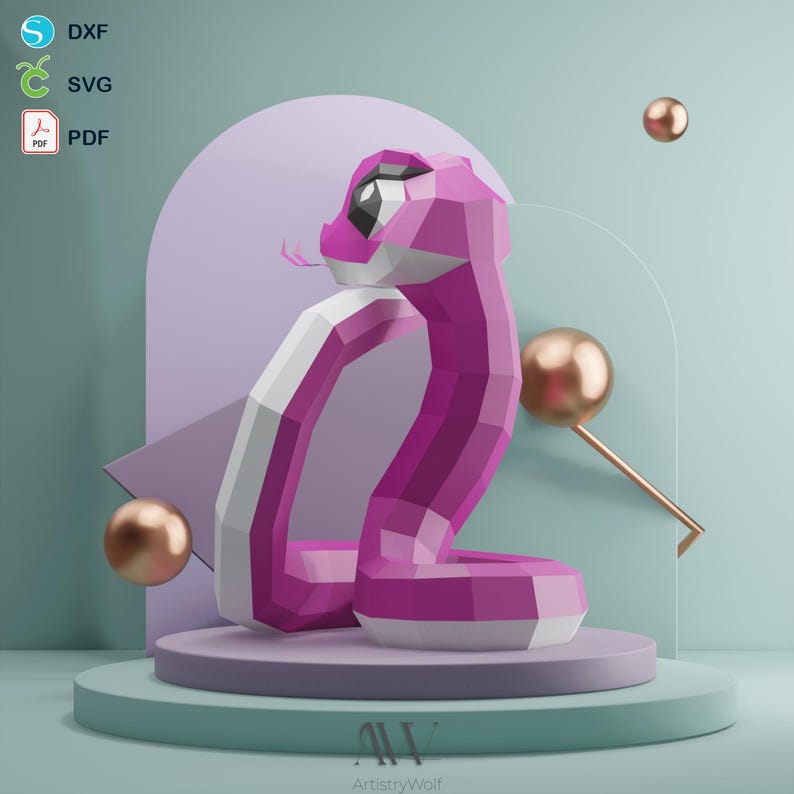 DIY Papercraft Snake: Low Poly 3D Decor (PDF, SVG) - Etsy