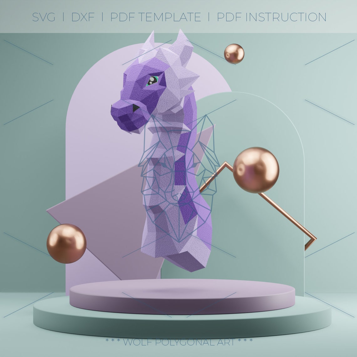 Dragon Wall Trophy 3d Papercraft PDF Template DIY 3d Low - Etsy