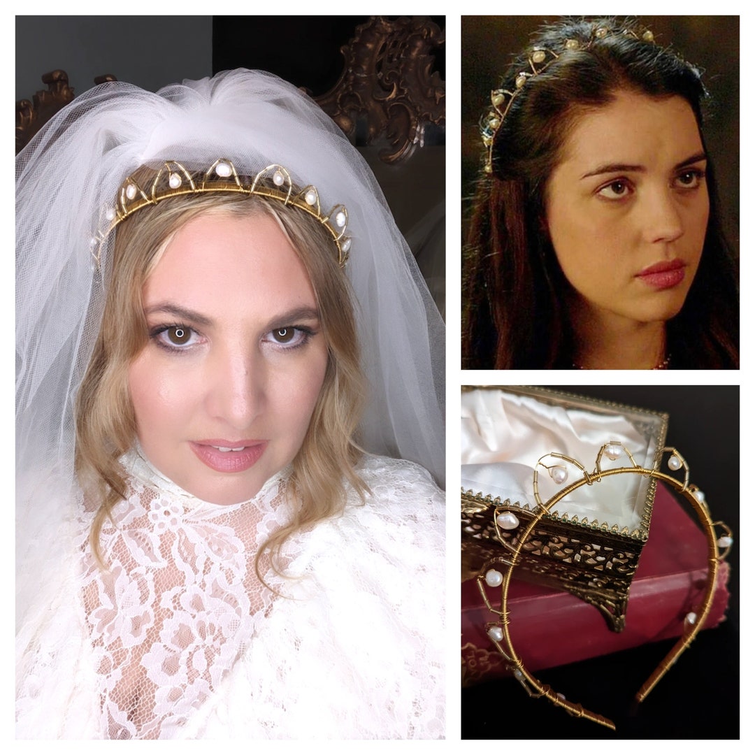 REIGN Gold Crown Pearl Bridal Wedding Crown Tiara Headpiece Medieval ...
