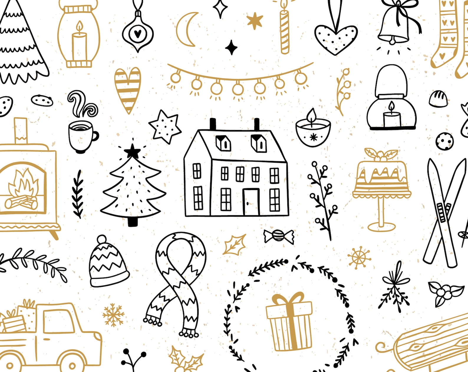 Christmas Clipart Christmas Doodle Clipart Winter Doodles - Etsy