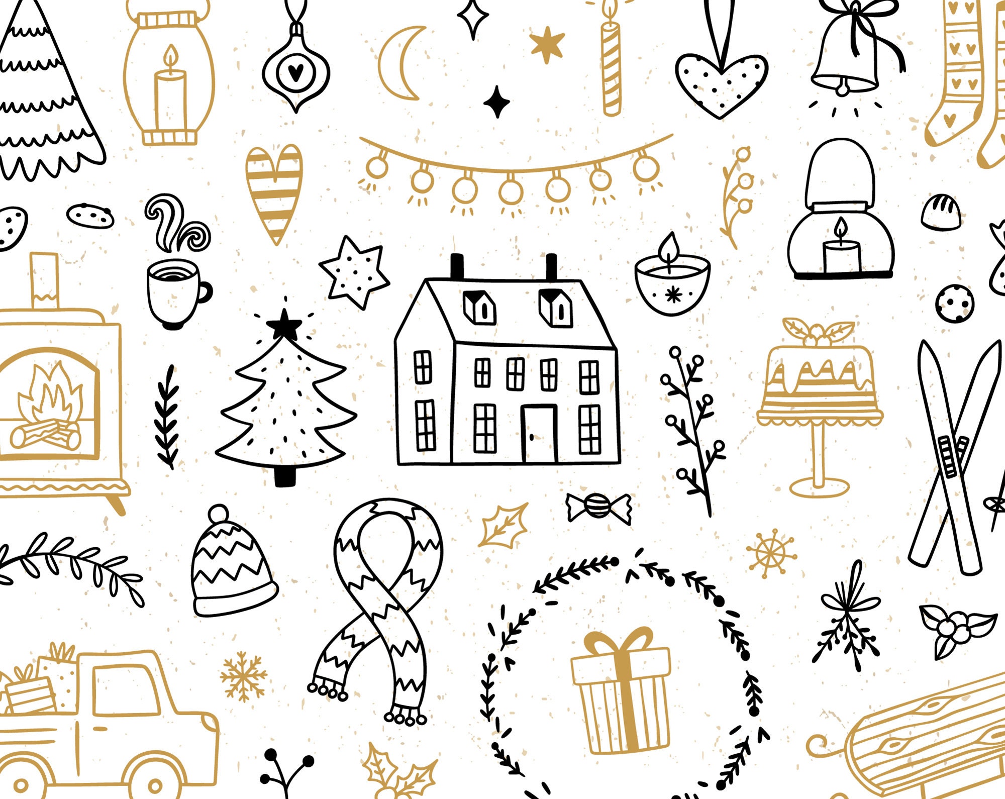 Christmas Clipart, Christmas Doodle Clipart, Winter Doodles, Winter ...