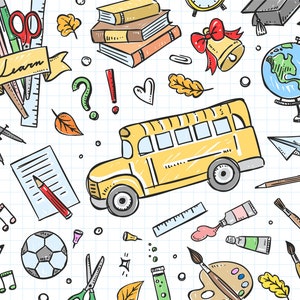 Back to School Clipart School Hand Drawn Clip Art School Digital Kids ...