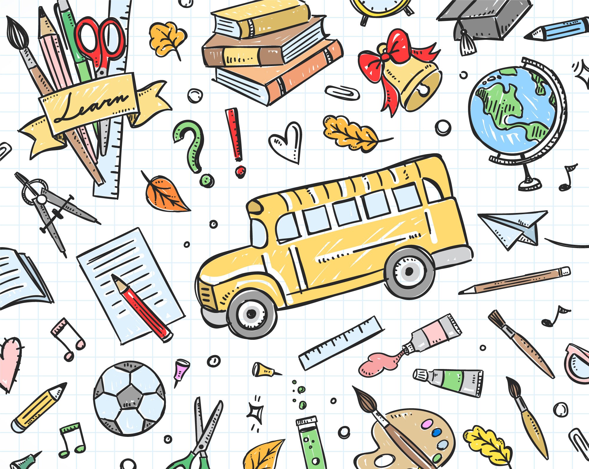 Back to School Clipart School Hand Drawn Clip Art School Digital Kids ...