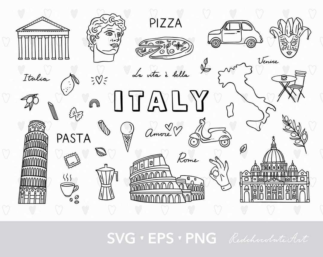 Italy Svg Files, Italy Clipart Png Files, Travel Clipart, Italy Svg ...