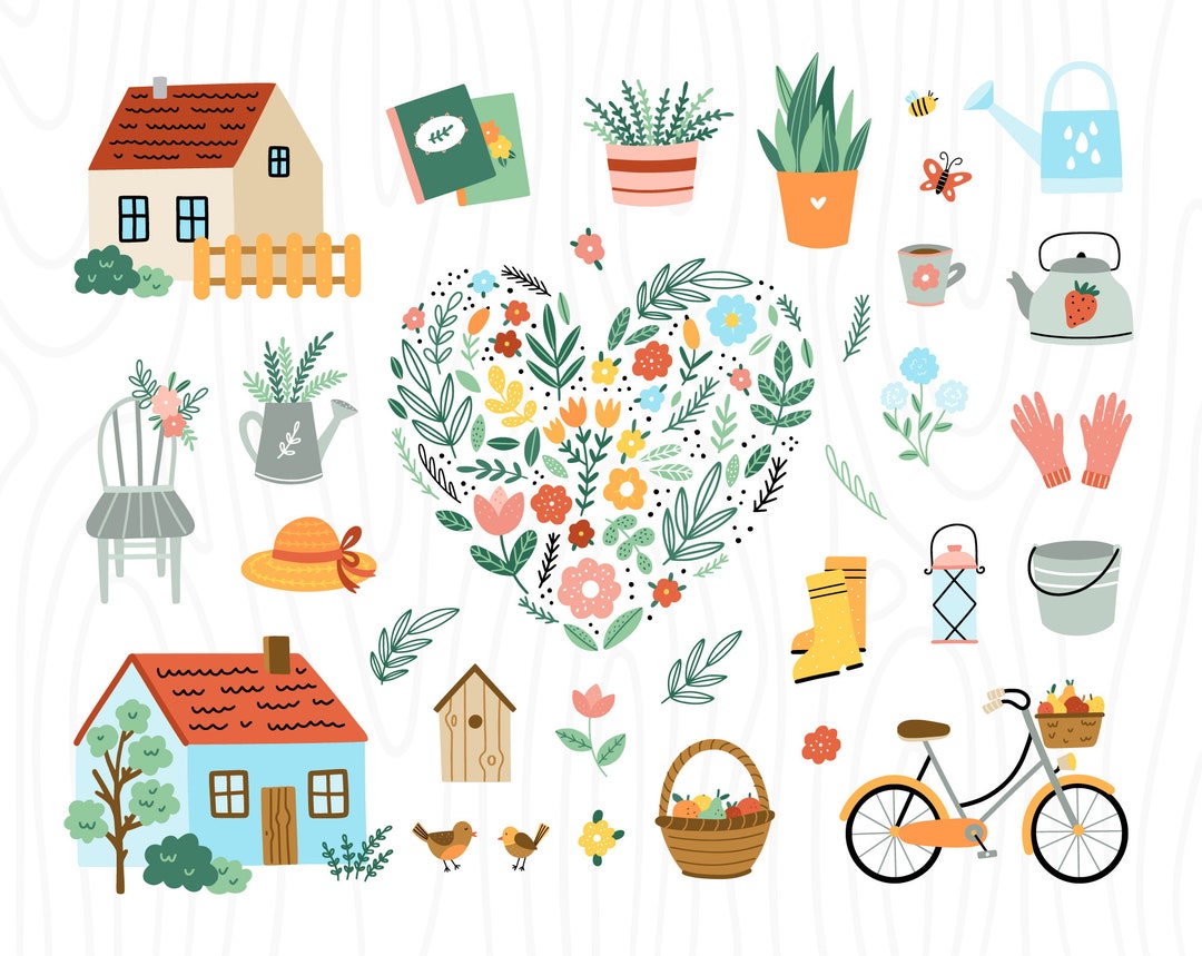 Summer Clipart, Farm Clipart, Spring Clip Art, Flower Clip Art, Heart ...