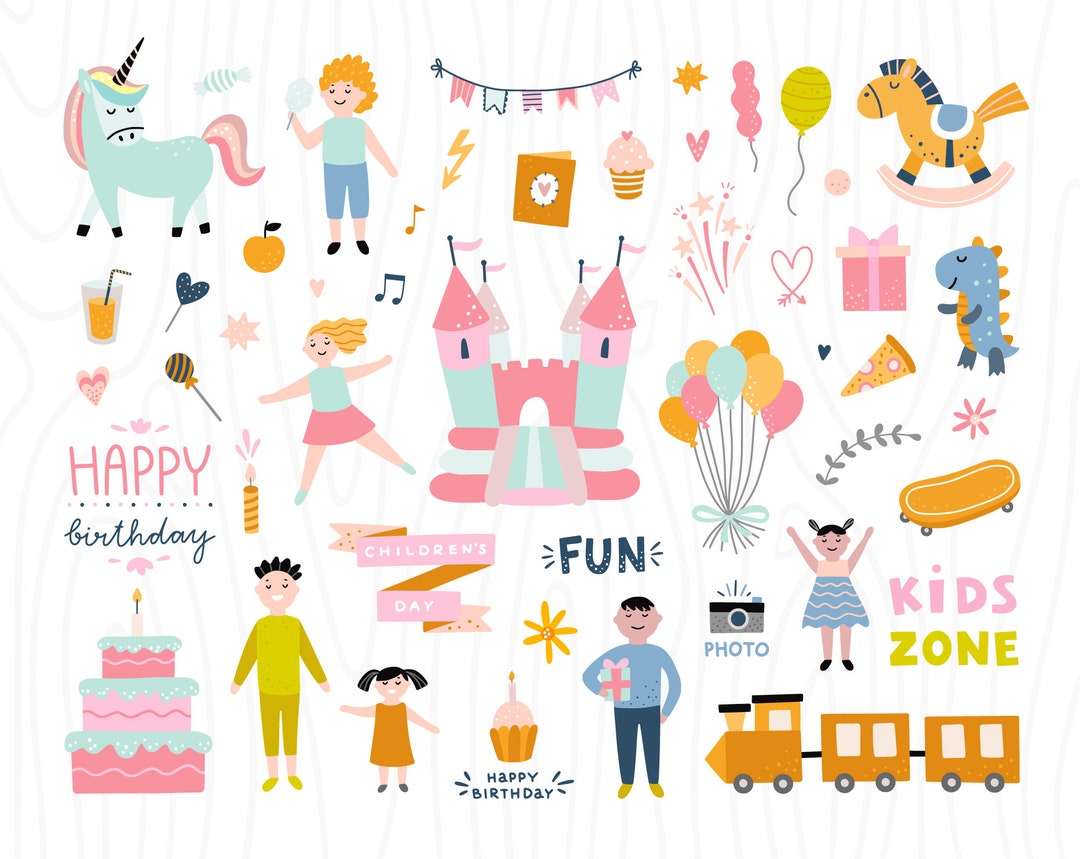 Kids Clipart, Birthday Clipart, Kids Party Clipart, Birthday Party Png ...