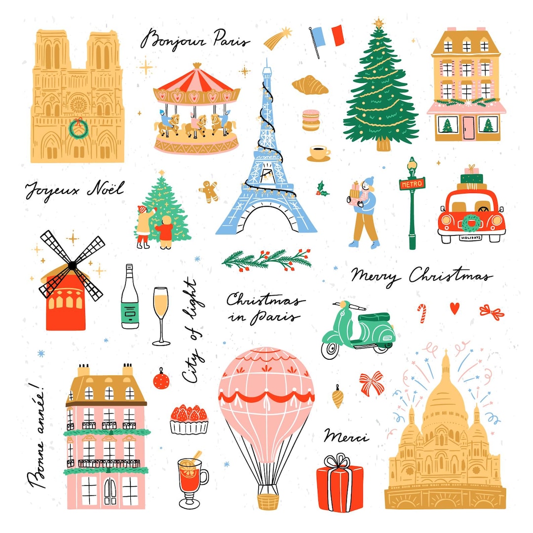 Christmas in Paris Clipart, Christmas Clipart, Paris Clipart, France ...