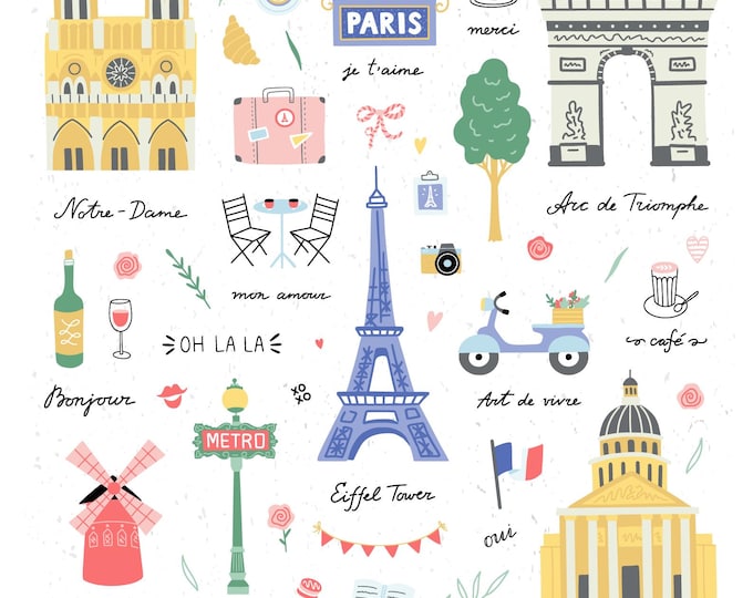 Watercolor Paris Clipart Bundle, Clipart for Commercial Use, France ...