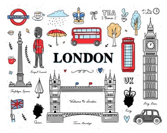 London Clipart Vector Pack, British Clipart, England, Travel Clipart ...