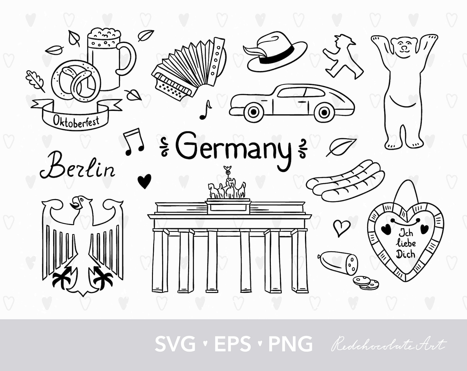 Germany Clipart, Germany Svg, Germany Doodle Svg Files for Cricut ...