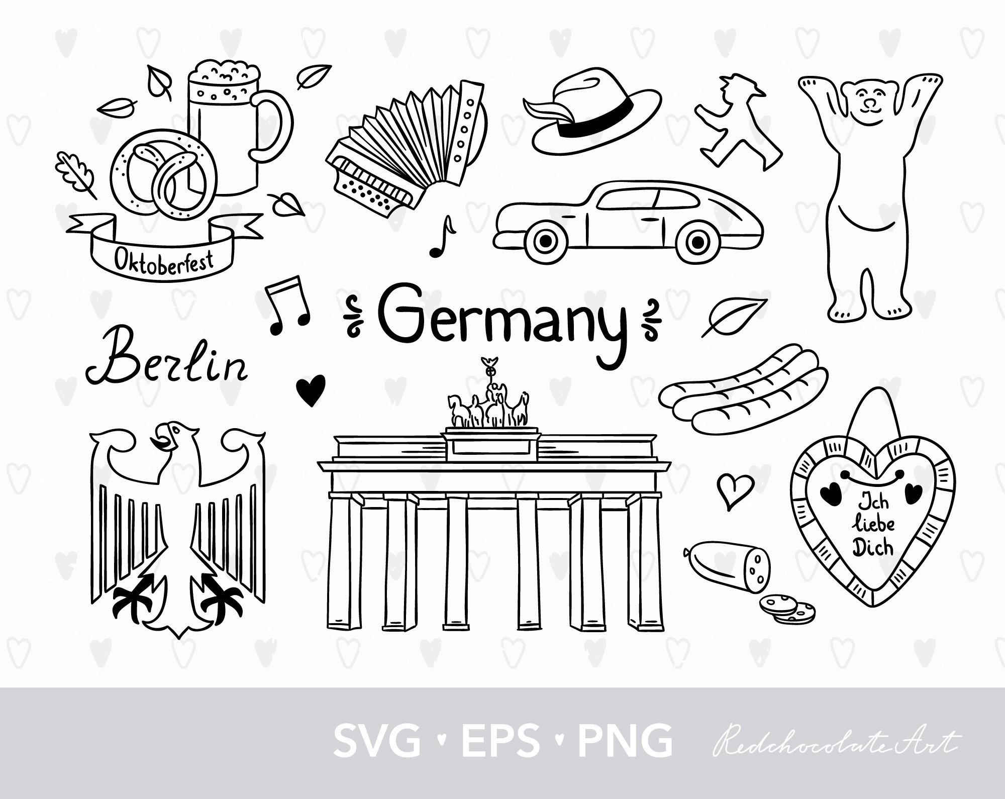 Germany Clipart, Germany Svg, Germany Doodle Svg Files for Cricut ...