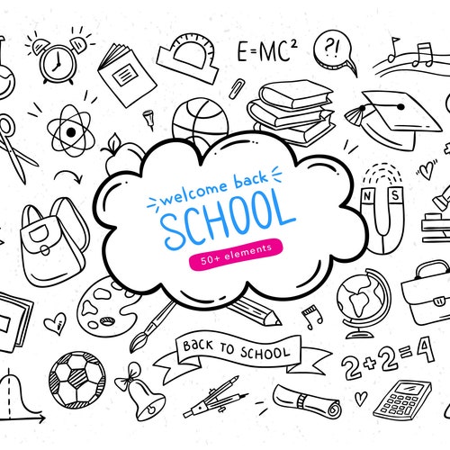 Back to School Clipart School Cute Clipart Png Files Teacher - Etsy