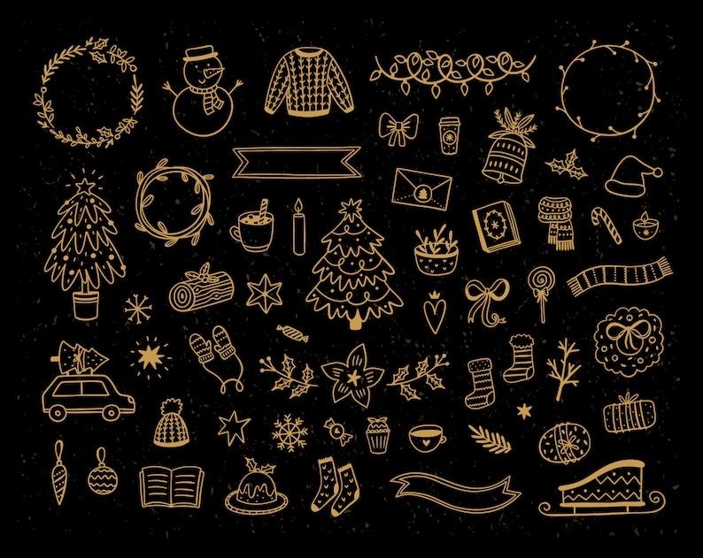 Christmas Clipart Winter Doodles Christmas Doodle Clipart - Etsy