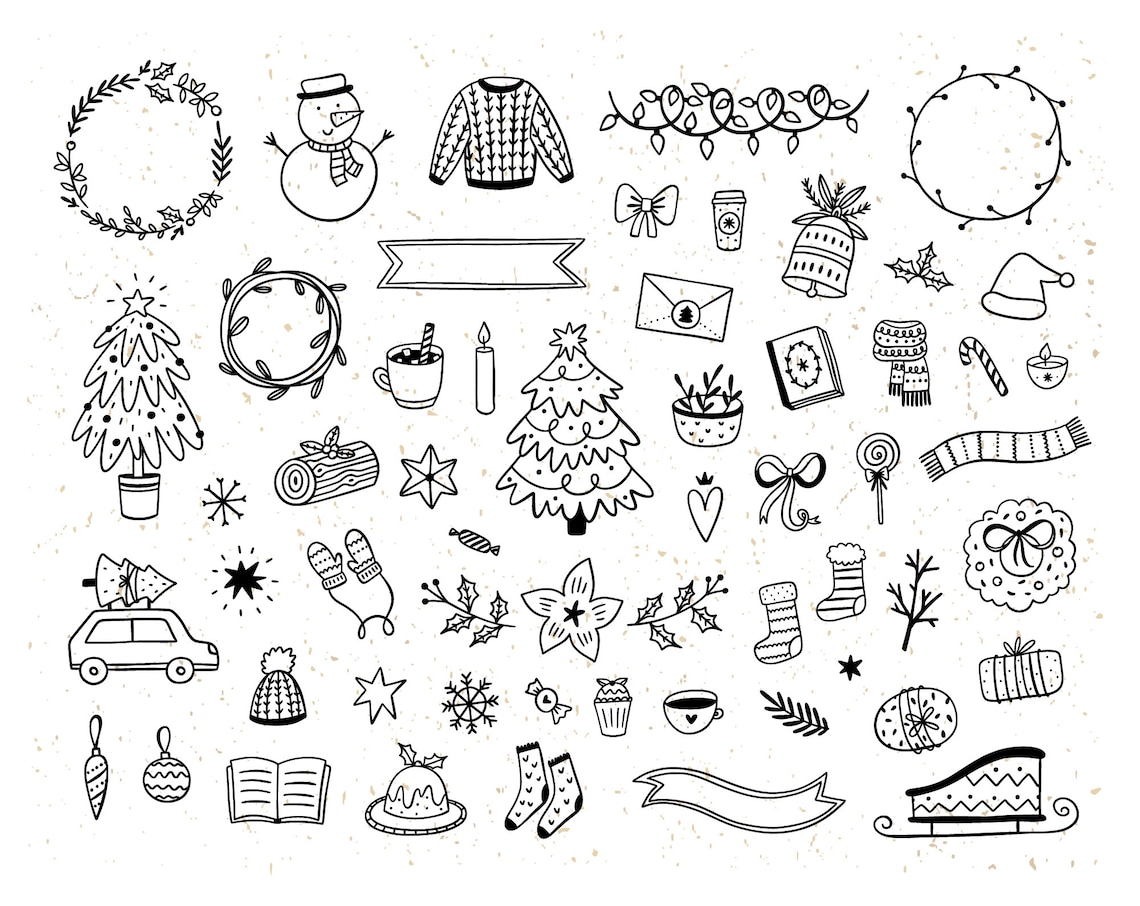 Christmas Clipart Winter Doodles Christmas Doodle Clipart | Etsy