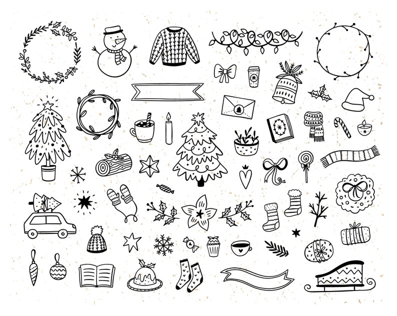 Christmas Clipart, Winter Doodles, Christmas Doodle Clipart, Christmas ...