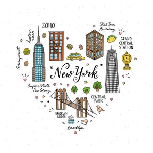 New York Travel Clipart, New York Handdrawn Clipart, New York City ...