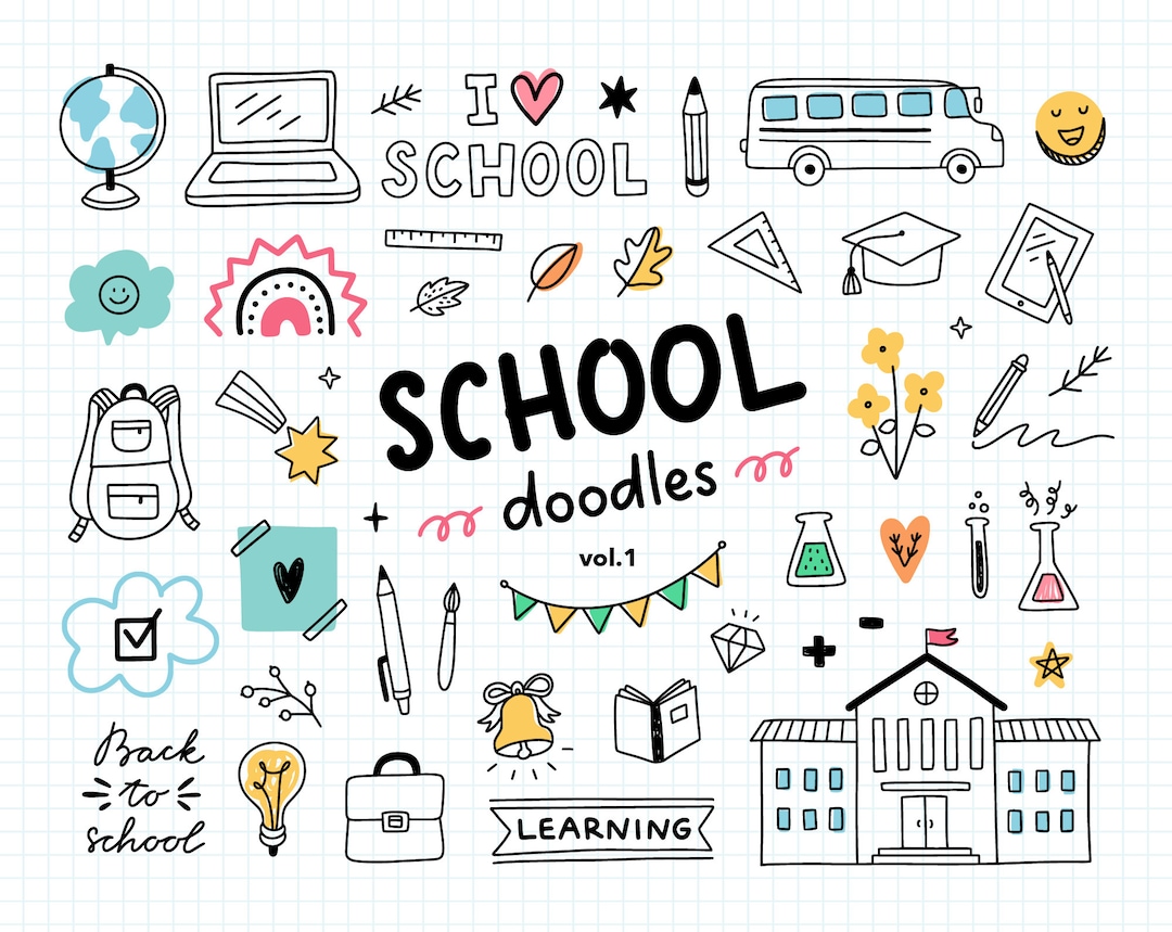 School Clipart, School Doodle Clipart, Teacher Clipart, Back to School ...