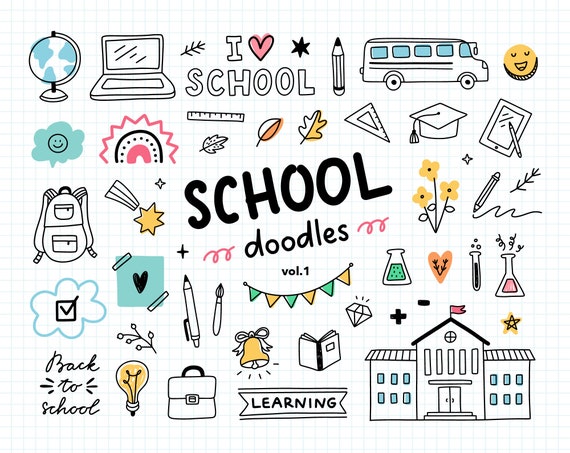 School Clipart School Doodle Clipart Teacher Clipart Back - Etsy