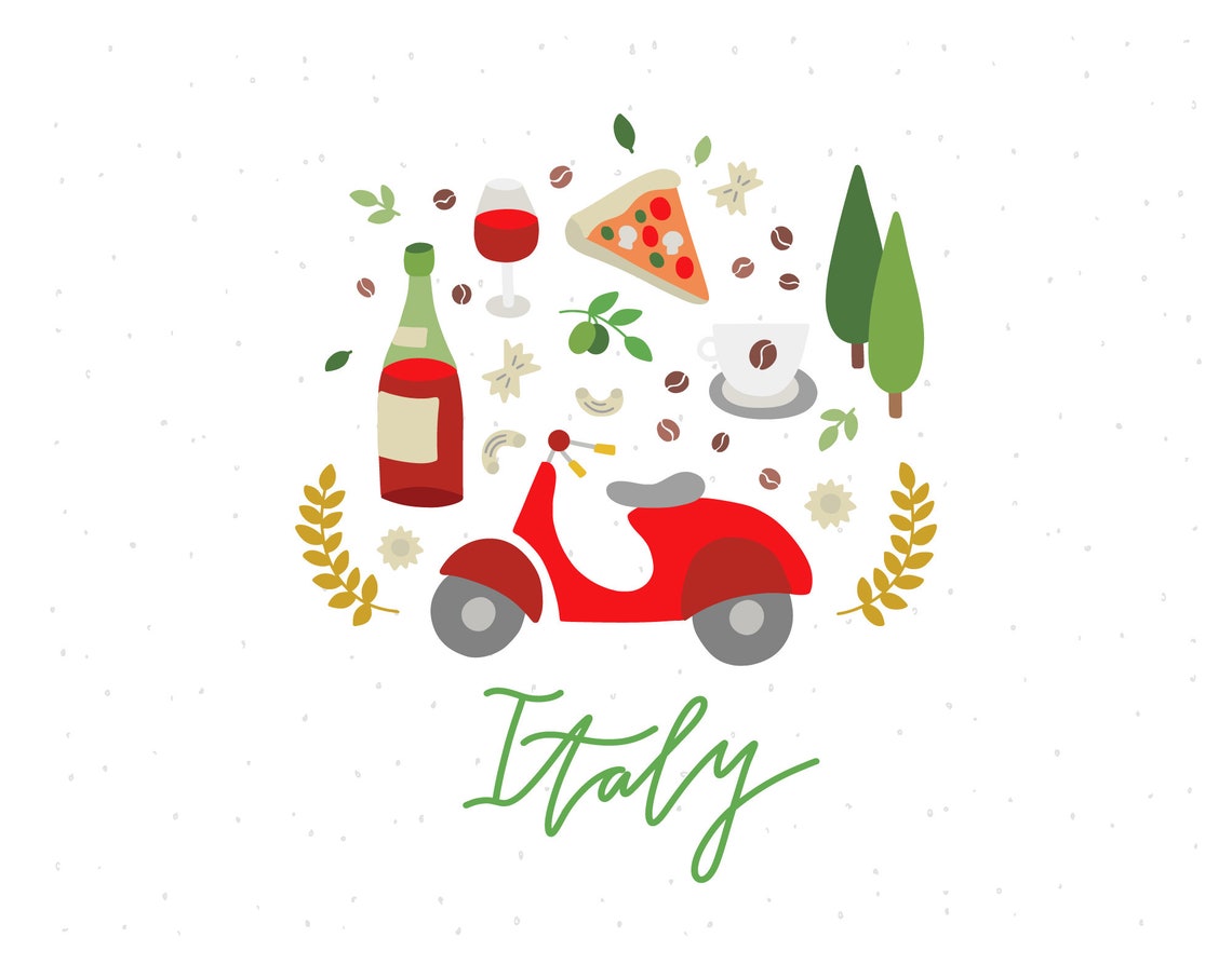 Italy Travel Clipart Travel Clip Art Italy Art Digital - Etsy
