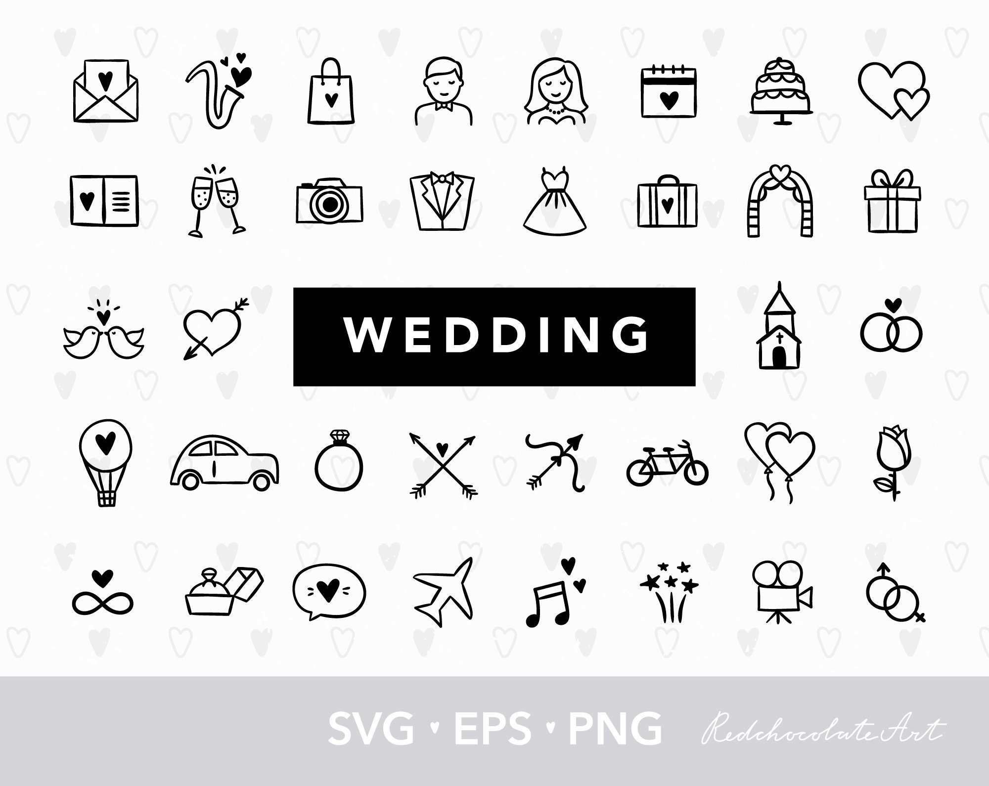 Wedding Icons, Wedding Svg, Wedding Line Icons, Wedding Clipart, Bride ...