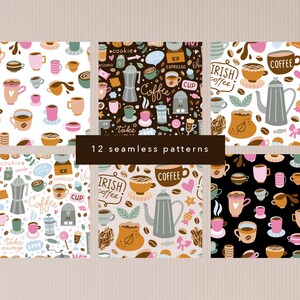 Coffee Digital Paper Pack Coffee Seamless Pattern Scrapbook Paper Pack ...