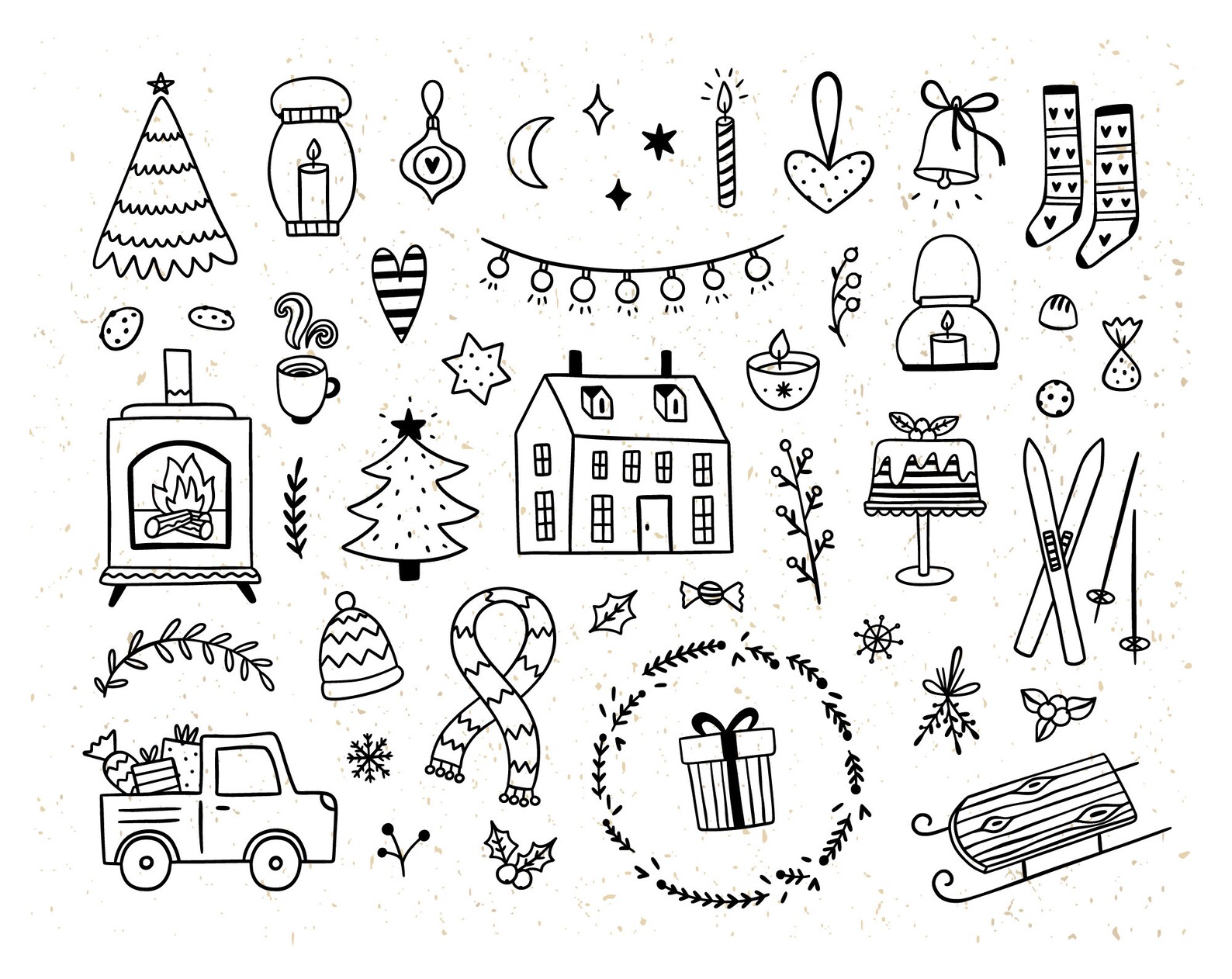 Christmas Clipart Christmas Doodle Clipart Winter Doodles Etsy
