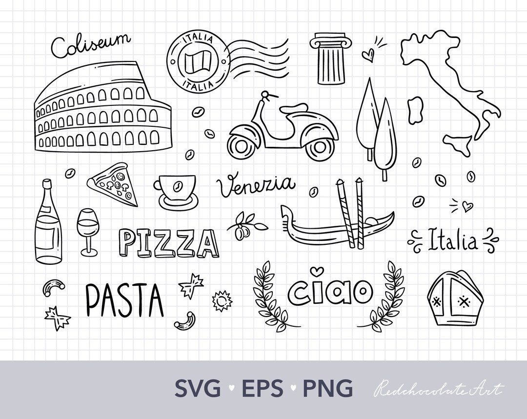 Italy Svg Files, Travel Clipart, Italy Clipart Png Files, Svg Bundle ...