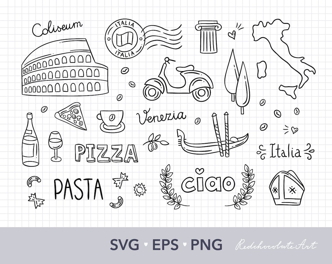 Italy Svg Files Travel Clipart Italy Clipart Png Files Svg | Etsy