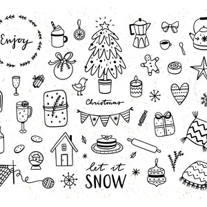 Christmas Doodle Clipart, Winter Doodles, Christmas Clipart, Christmas ...