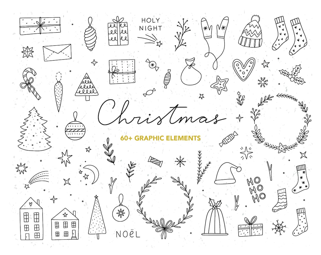 Christmas Doodles, Holiday Clipart, Merry Christmas Png, Christmas ...