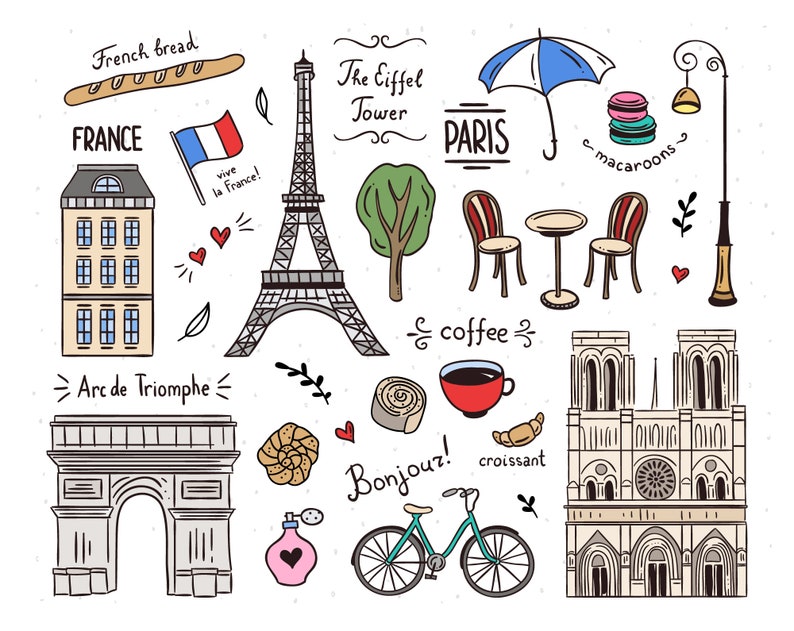 Paris Clipart Travel Clipart Paris Clip Art Set Paris - Etsy