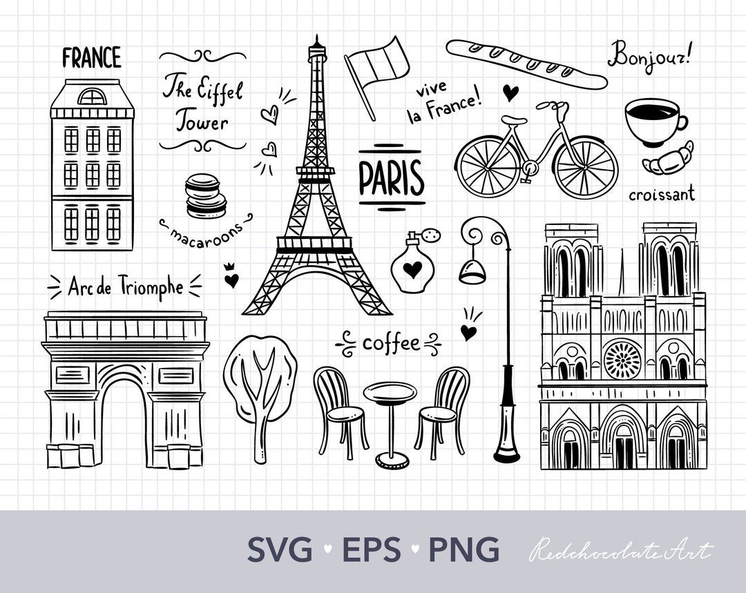 Paris Svg Files for Cricut Paris PNG Files Travel Clip Art Notre Dame ...