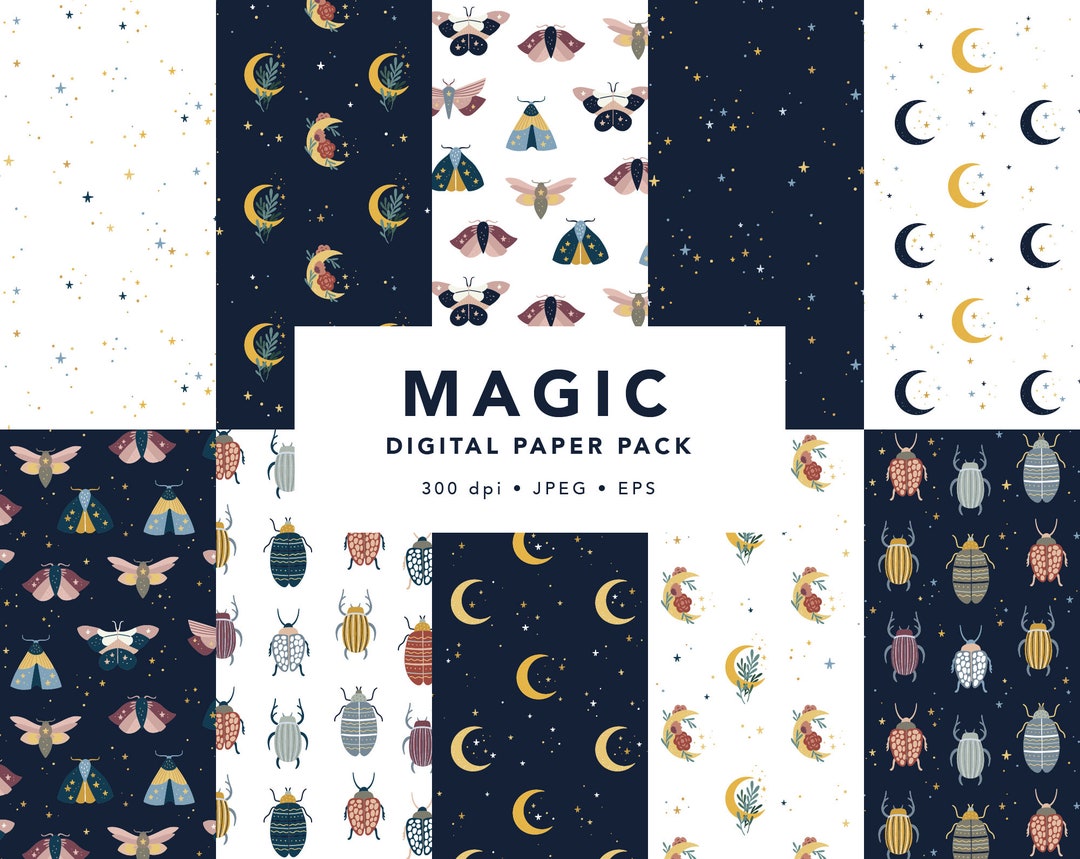 Magic Digital Paper, Celestial Seamless Pattern, Celestial Digital ...