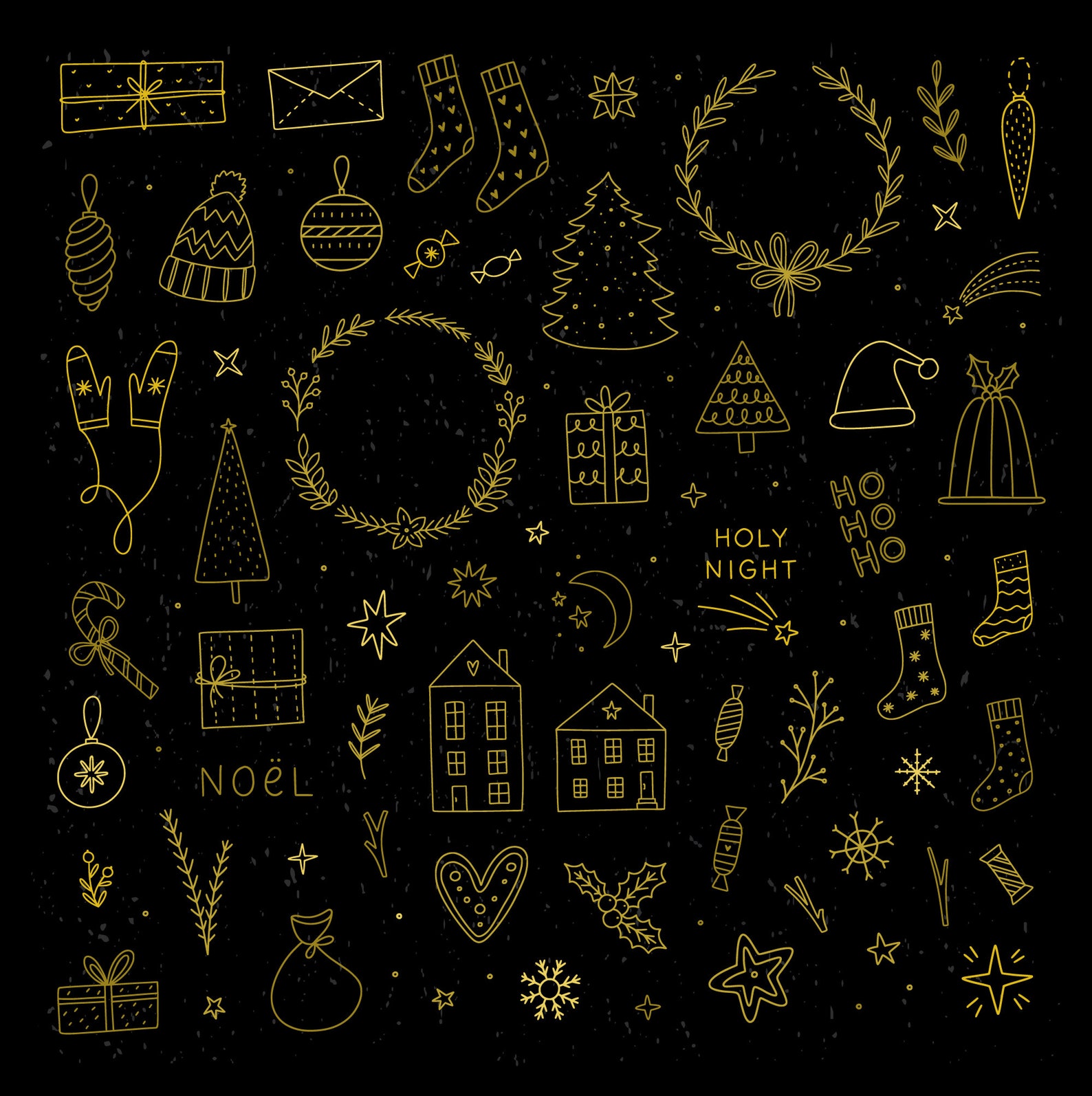 Christmas Doodles Holiday Clipart Merry Christmas Png - Etsy