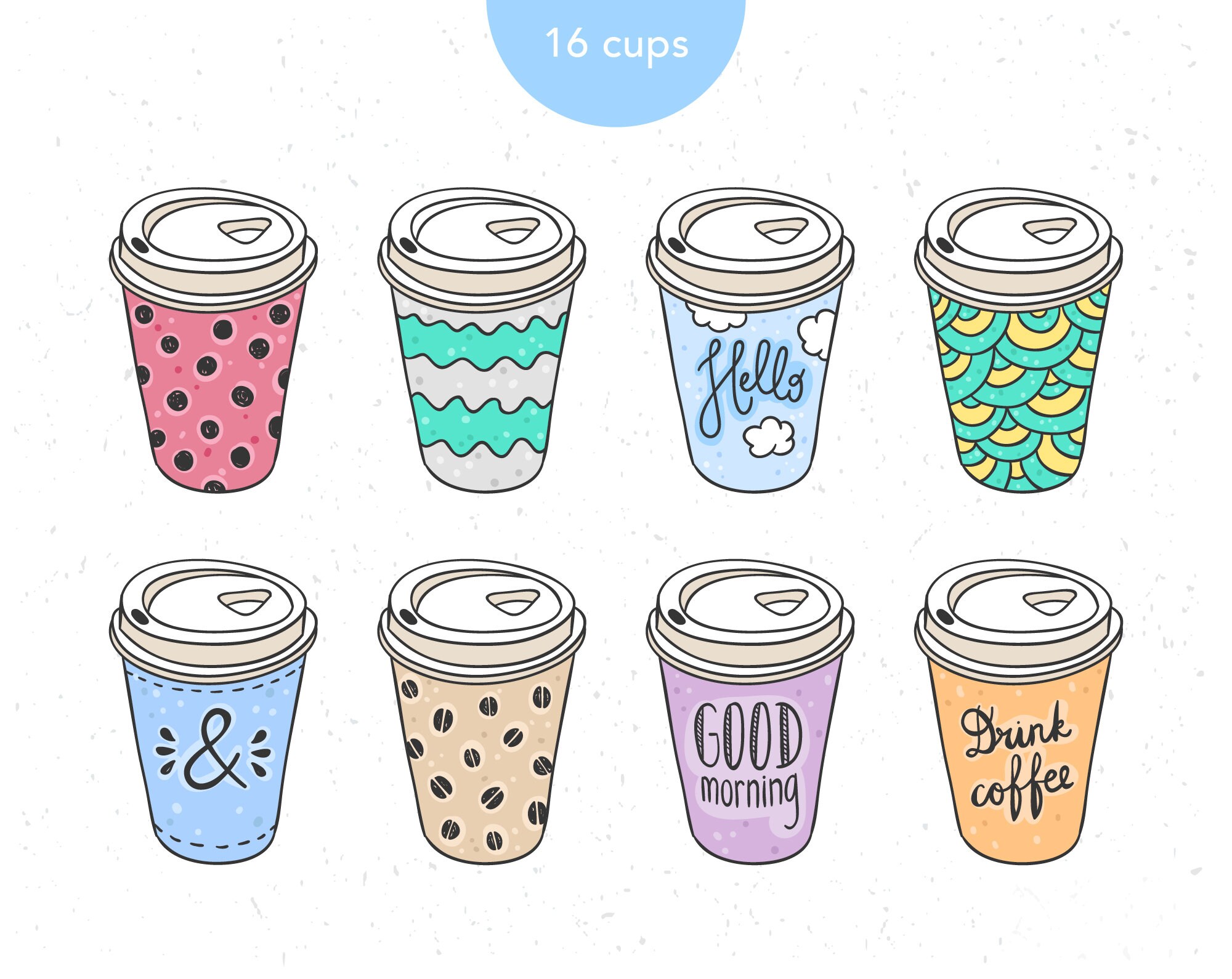 Coffee Clip Art Png Files Drink Png Cute Clipart Coffee - Etsy