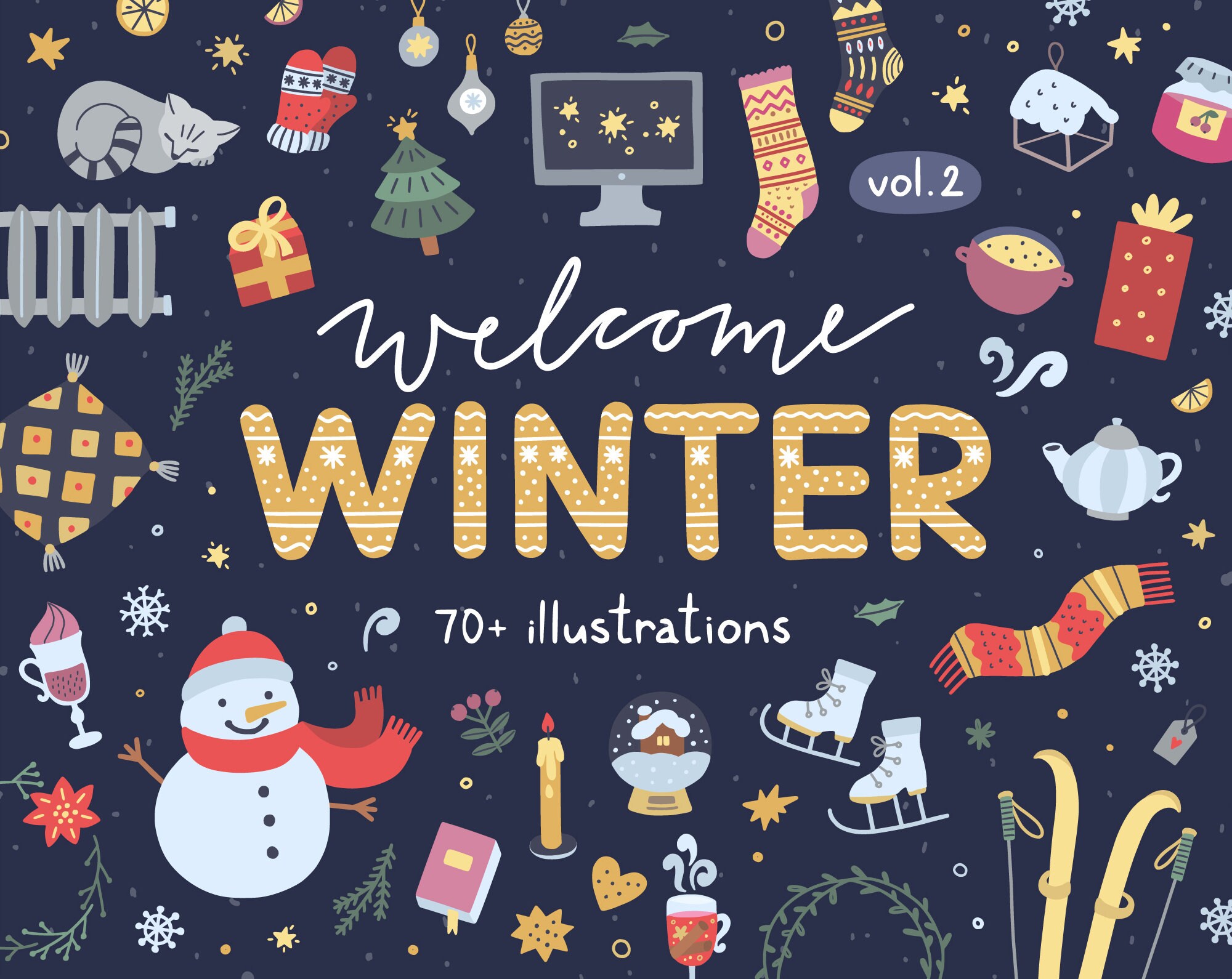 Winter Clip Art Christmas Graphics Christmas Clipart | Etsy