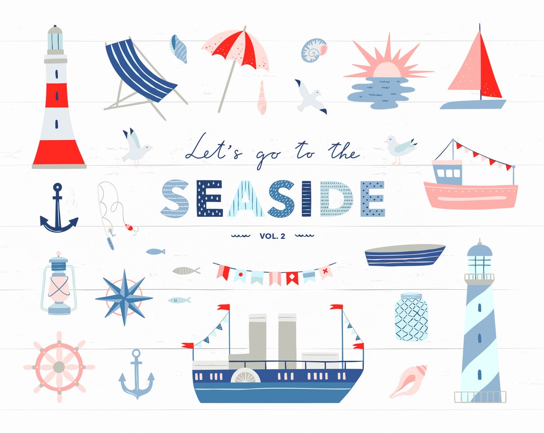 Nautical Clip Art, Summer Clipart, Ship Clip Art, Sailor Clip Art, Sea ...