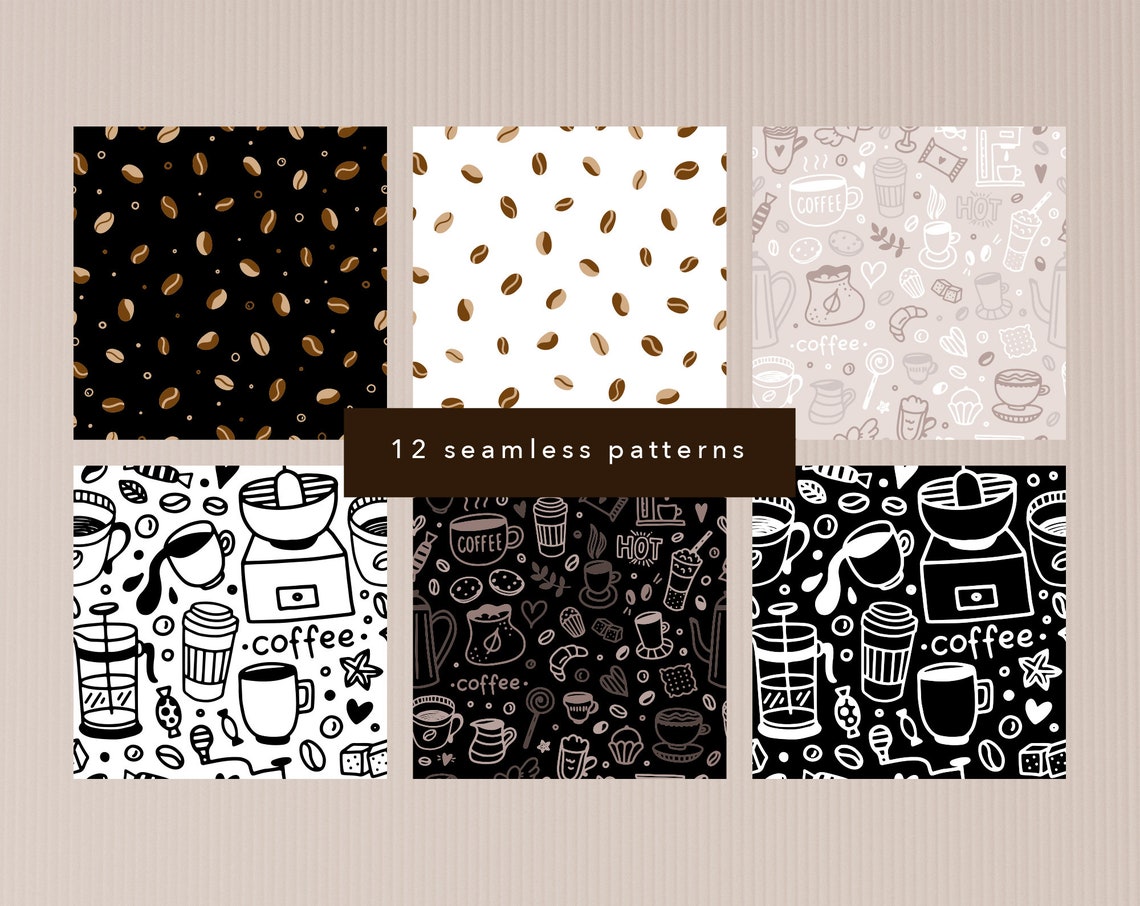 Coffee Digital Paper Pack Coffee Seamless Pattern Scrapbook Paper Pack ...