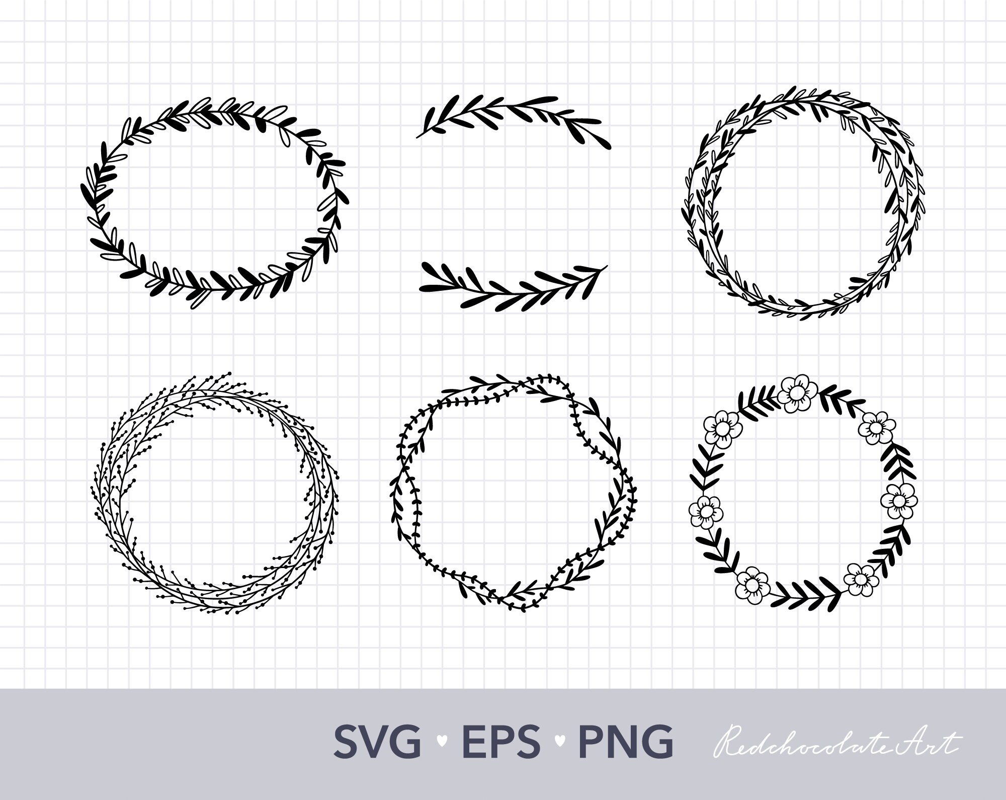 Floral Wreath Svg Wreath Svg Files for Cricut Floral Frame - Etsy