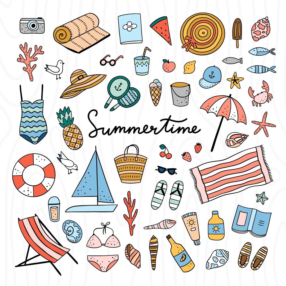 Summer Clipart, Beach Clipart, Travel Clipart, Summer Beach Graphics ...