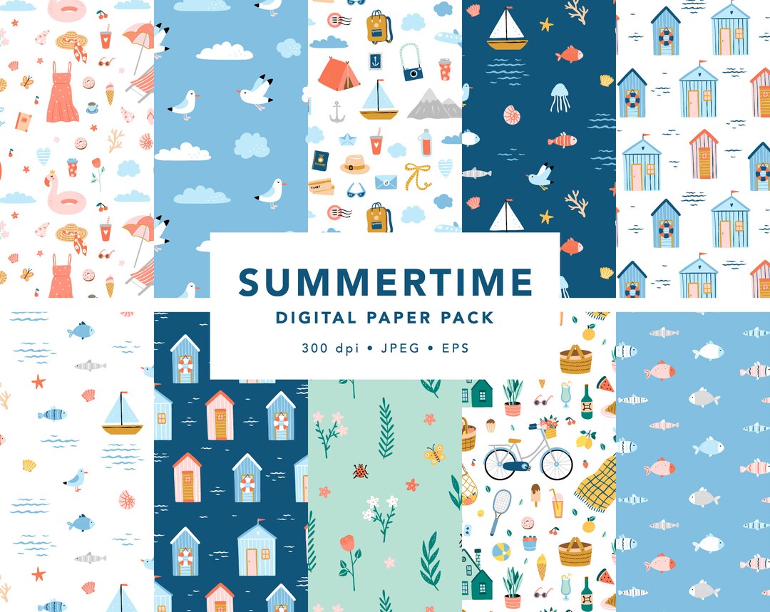 Summer Digital Paper, Beach Digital Paper, Travel Digital Paper, Summer ...