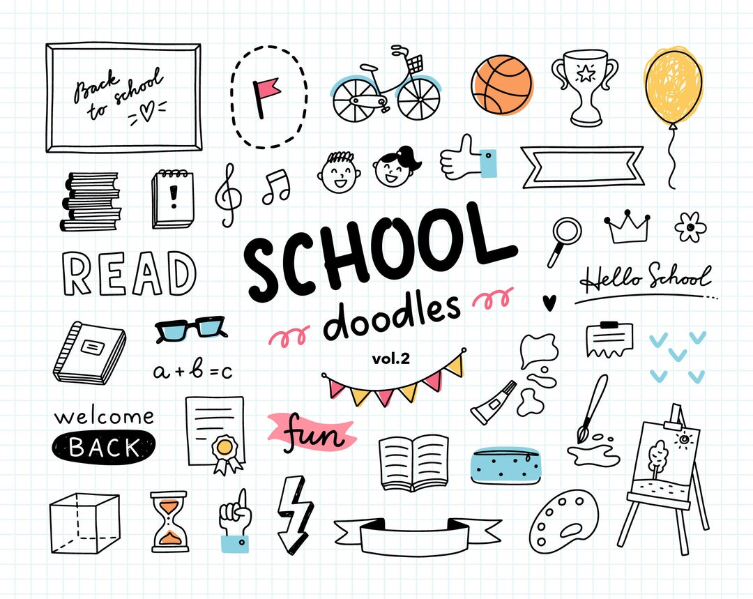 School Doodle Clipart, School Clipart, Teacher Clipart, Back to School ...