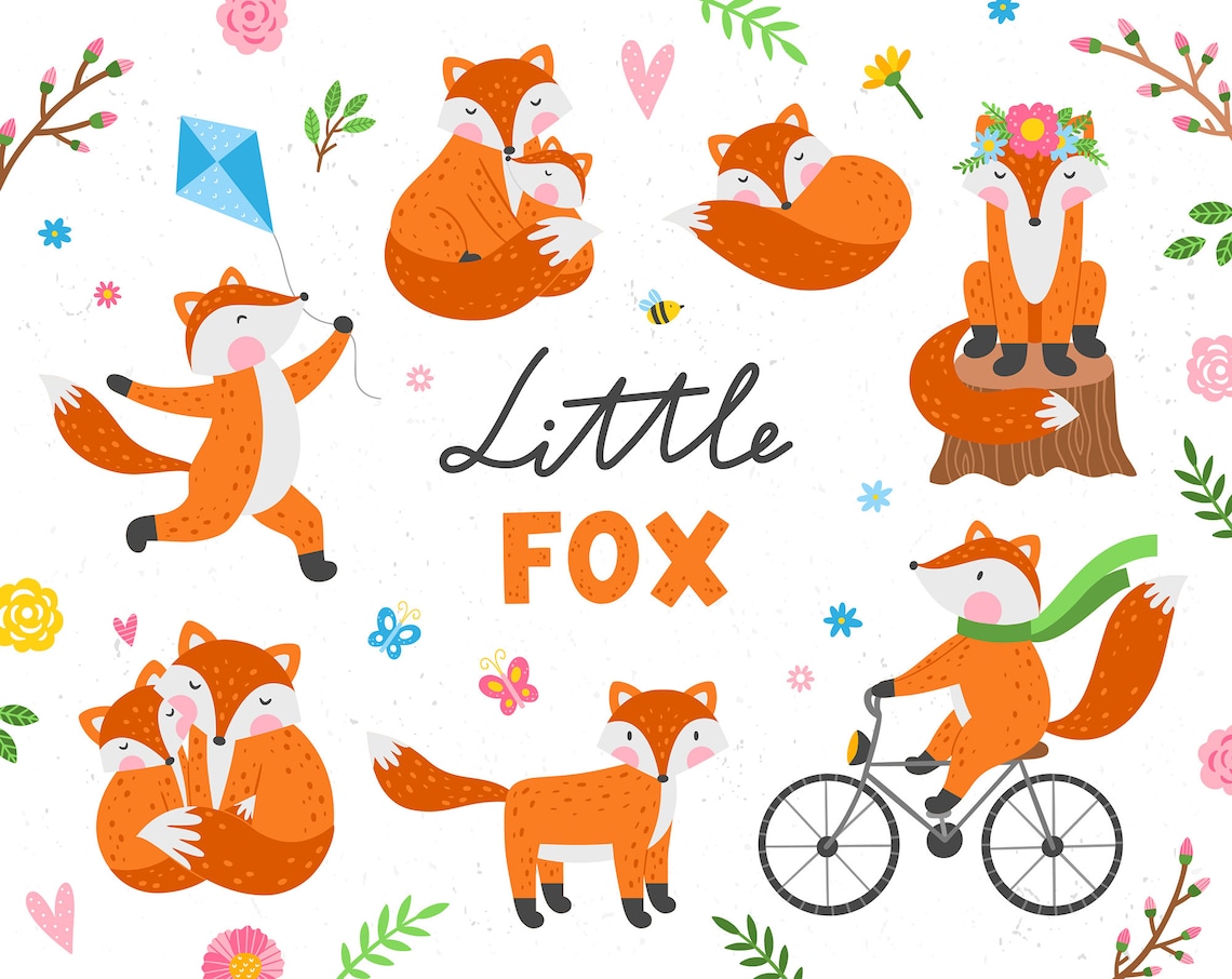 Fox Clipart Fox Png Files Baby Fox Clip Art Fox Illustration - Etsy