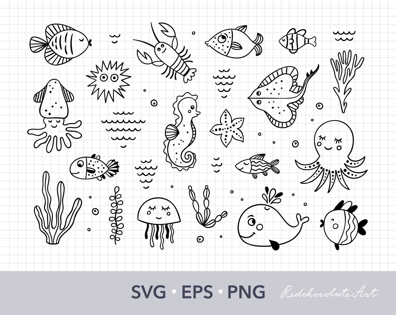 Sea Life Svg Bundle Fish Clip Art Png Files Fish Svg - Etsy