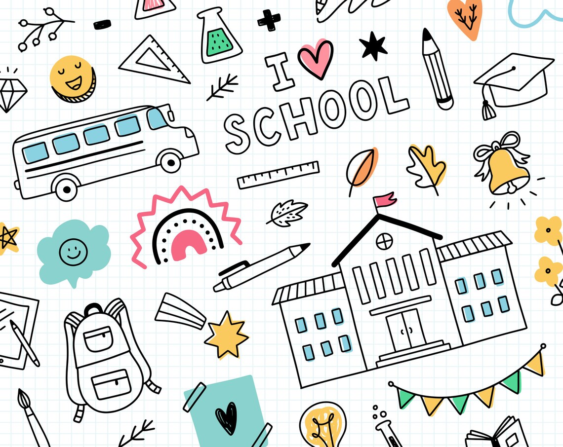 School Clipart School Doodle Clipart Teacher Clipart Back - Etsy