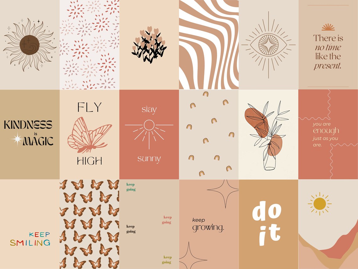 100 Boho Aesthetic Wall Collage, Boho Wall Collage, Boho Vintage Photo ...