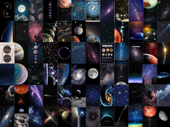 100 Astronomy Collage Kit Moon Wall Collage Planets - Etsy