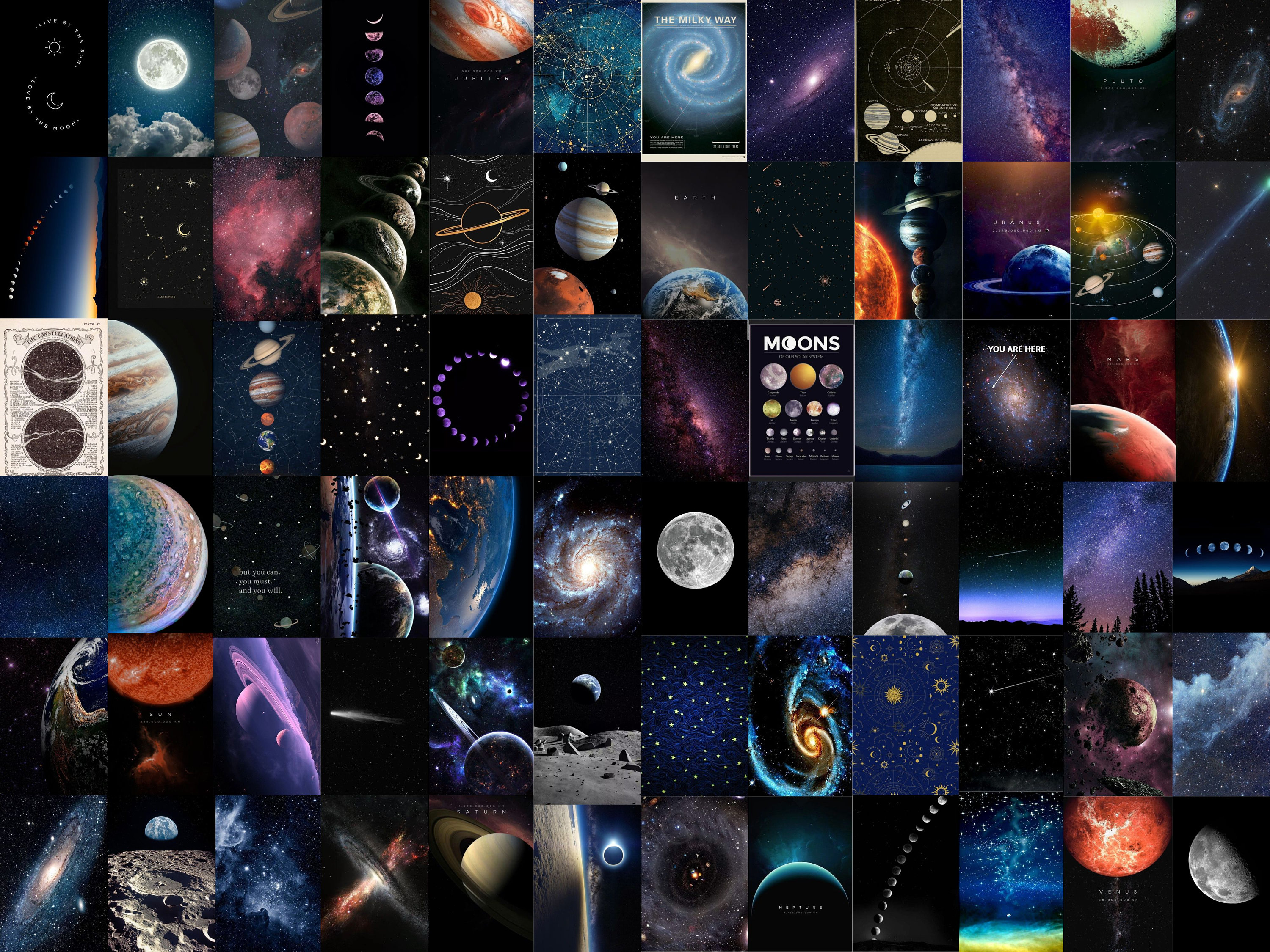 100 Astronomy Collage Kit Moon Wall Collage Planets Prints - Etsy